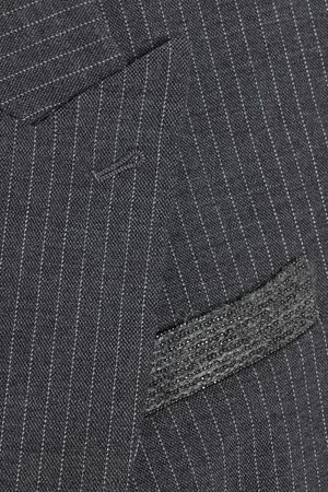 Brunello Cucinelli Embellished Pinstriped Wool-blend Blazer