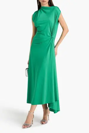 Victoria Beckham Draped Stretch-jersey Midi Dress - Jade