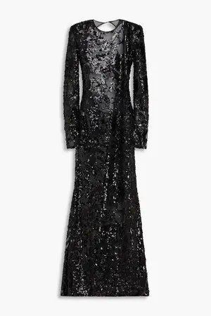 Victoria Beckham Open-back Sequined Tulle Gown