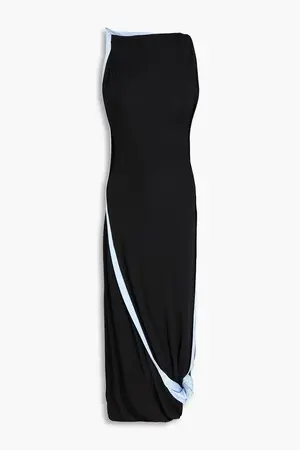 Victoria Beckham Asymmetric Two-tone Jersey Midi Dress - Black