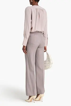 Victoria Beckham Wool Flared Pants - Stone