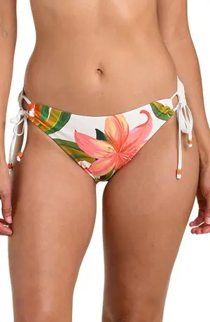 La Blanca Jungle Blossoms Adjustable Bikini Bottom - Ivory Multi