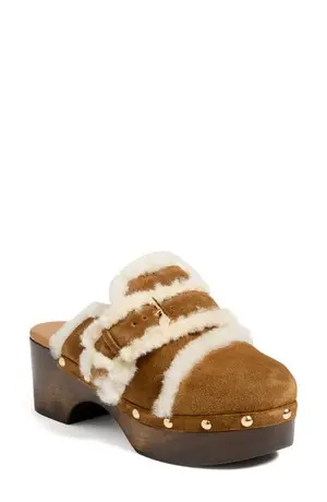 Cinq À Sept Wrenley Genuine Shearling Buckle Clog