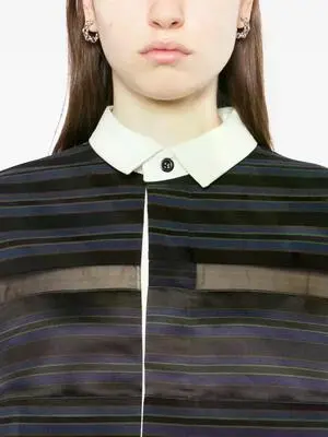 Sacai Striped Collar Top - Black