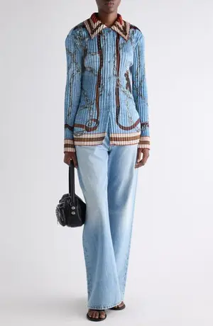 Acne Studios Pleated Print Button-up Shirt