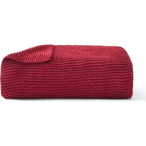 CHRISTY Oslo Chunky Knit Super Soft Cotton Throw - Red