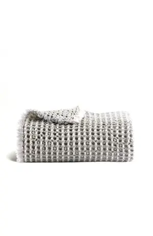CHRISTY Lisbon Wool Cotton Blend Chunky Knit Blanket - Grey
