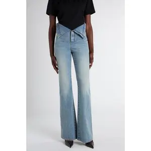 Alexander McQueen Foldover Waist Bootcut Jeans