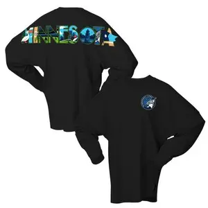 SPIRIT JERSEY Minnesota Lynx Oversized Preppy City Long Sleeve T-shirt - Black