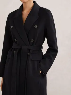 REISS Brogan Double-breasted Blindseam Coat - Navy