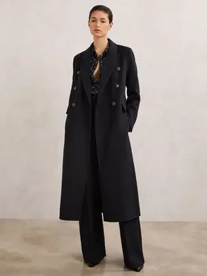 REISS Brogan Double-breasted Blindseam Coat - Navy