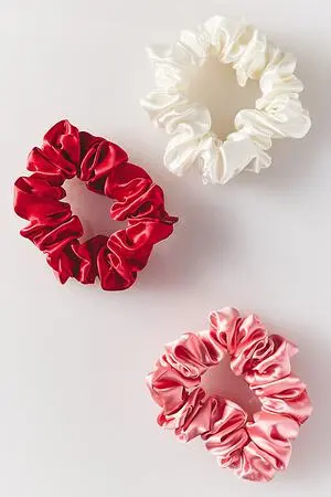 Slip Silk Scrunchies Set Of 3 - Rosy