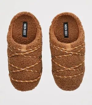 Moon Boot Faux Shearling Slippers - Brown