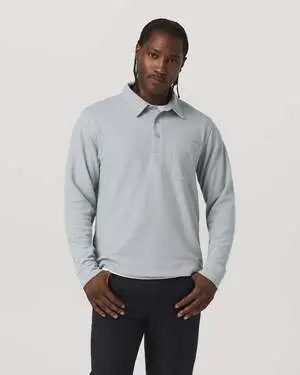 Vuori Long Sleeve Waffle Polo - Sea Fog