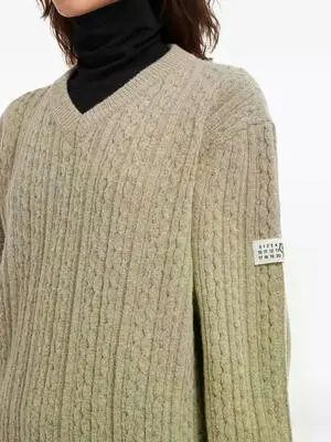 MAISON MARGIELA V-neck Cable-knit Sweater
