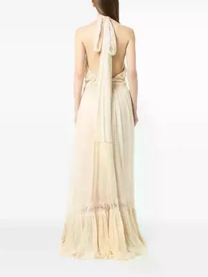 Blumarine Georgette Maxi Dress - Neutrals