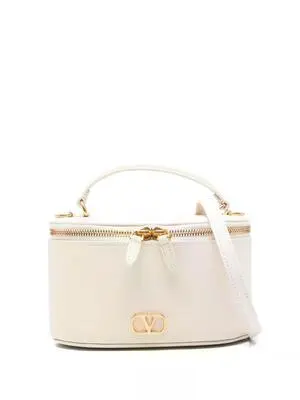 Valentino Garavani Vlogo Signature Leather Vanity Bag - Neutrals