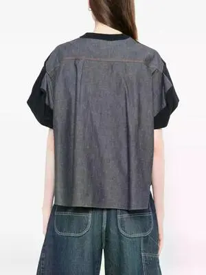 Sacai Exposed-seam Cotton T-shirt - Blue