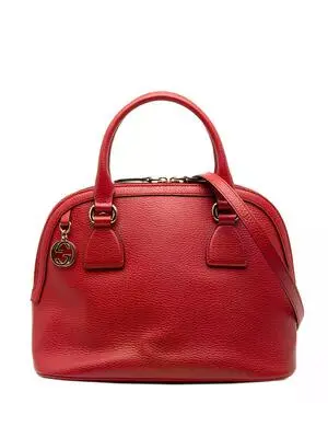 Gucci Small Calfskin Gg Charm Dome Satchel - Red
