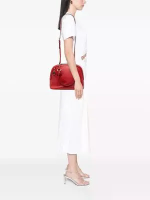 Gucci Small Calfskin Gg Charm Dome Satchel - Red