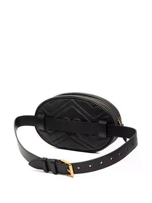 Gucci Small Gg Marmont Matelasse Leather Belt Bag - Black