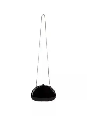 GEMY MAALOUF Glossy Clutch With Chain Strap - Black