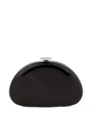 GEMY MAALOUF Glossy Clutch With Chain Strap - Black