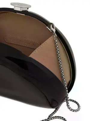 GEMY MAALOUF Glossy Clutch With Chain Strap - Black