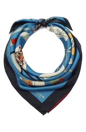 Kate Spade New York What's In My Bag Square Silk Scarf - Blue Multi