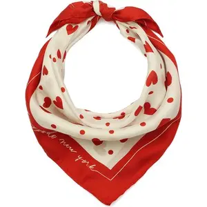 Kate Spade New York Heart Toss Silk Bandana - Red/cream