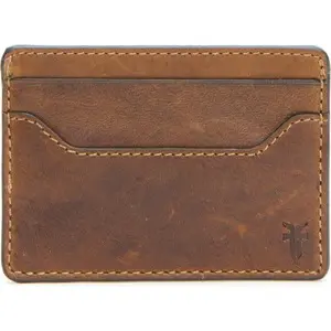 Frye Logan Leather Money Clip Card Case - Dark Brown