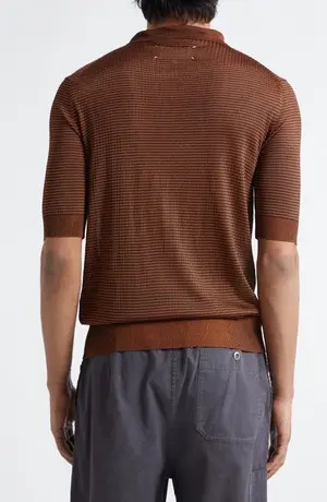 MAISON MARGIELA Stripe Plaited Rib Polo Sweater