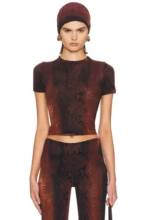Jean Paul Gaultier Mesh Printed Python Baby Tee
