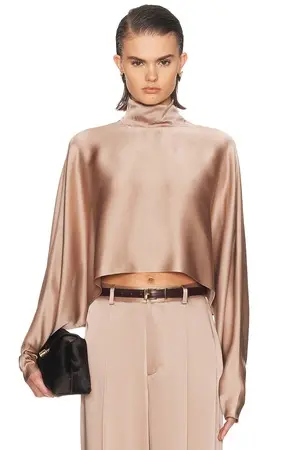 Lapointe Satin Caftan Top - Oat