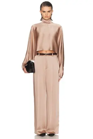 Lapointe Satin Caftan Top - Oat