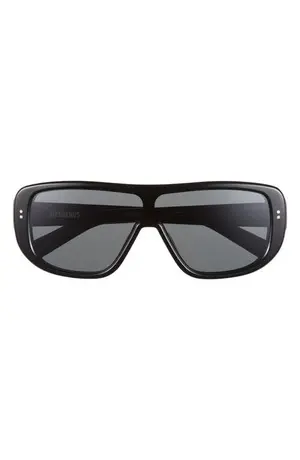 Jacquemus Polarized Shield Sunglasses - Black/silver/grey