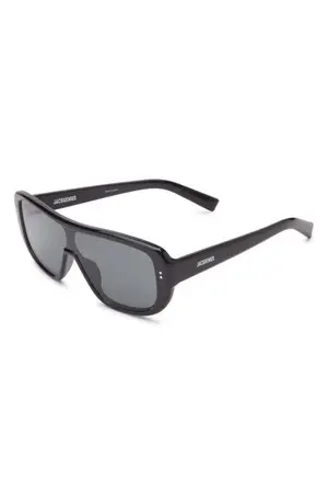 Jacquemus Polarized Shield Sunglasses - Black/silver/grey