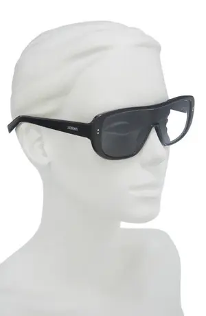 Jacquemus Polarized Shield Sunglasses - Black/silver/grey