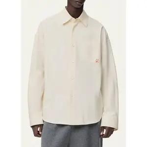 Loewe Embroidered Anagram Pocket Button-down Shirt - Ecru