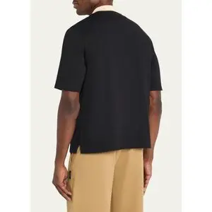 Valentino Garavani Inlaid V Cotton Polo Shirt With Panther Patch - Black