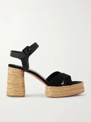 CHRISTIAN LOUBOUTIN Calakala 85 Leather And Suede Espadrille Platform Sandals