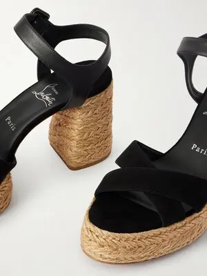 CHRISTIAN LOUBOUTIN Calakala 85 Leather And Suede Espadrille Platform Sandals
