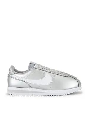 Nike Cortez Metallic Sneakers - Metallic Silver, White, & Grey Fog