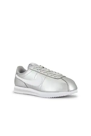 Nike Cortez Metallic Sneakers - Metallic Silver, White, & Grey Fog