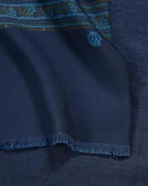 Dunhill Apos;s Mulberry Silk Medallion Scarf - Indigo