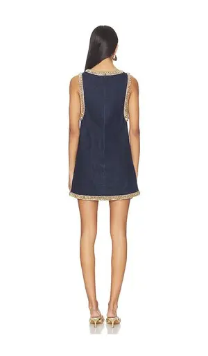 Retrofete Dorte Denim Dress With Rhinestone Trims
