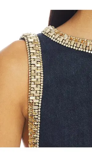 Retrofete Dorte Denim Dress With Rhinestone Trims