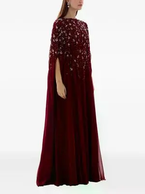 DINA MELWANI Beaded Cape Dress