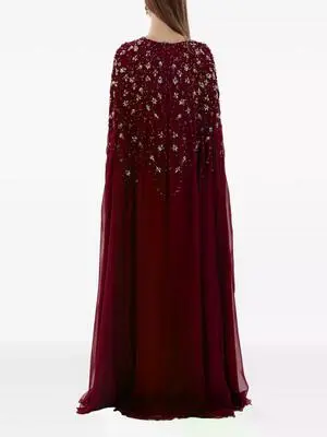 DINA MELWANI Beaded Cape Dress