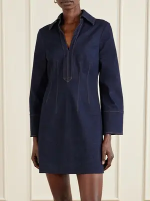 Veronica Beard Raymond Denim Mini Shirt Dress